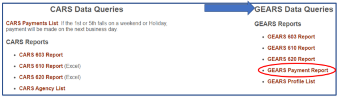 GEARS: How to Access and Use the CARS Payment List and GEARS Payment ...